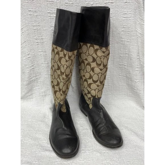 Coach | Shoes | Coach Womens Brown Signature Print Canvas Leather ...